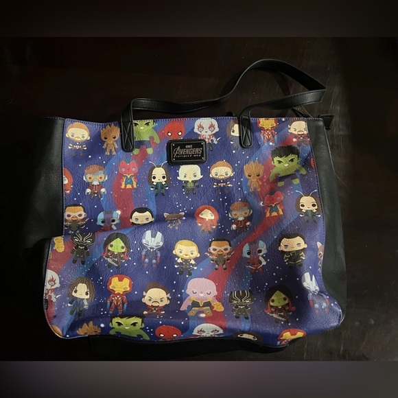 Loungefly | Bags | Loungefly Avengers Tote Bag Black And Blue | Poshmark